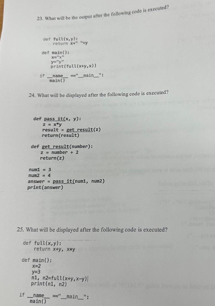 Solved 23. What will be the outut after the following code | Chegg.com
