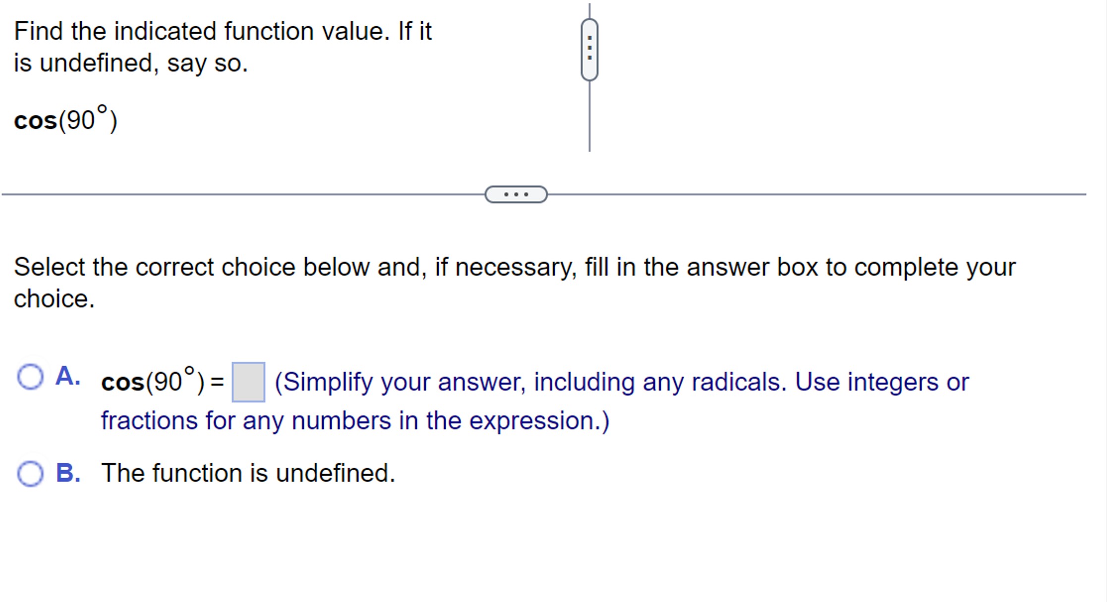 Solved Find the indicated function value. If itis undefined, | Chegg.com