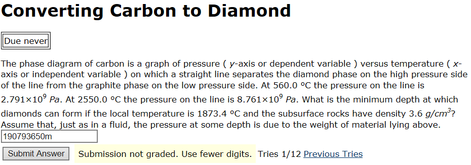 Solved Converting Carbon to Diamond Due neve The phase | Chegg.com