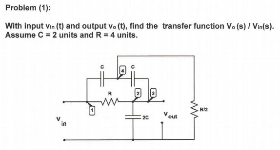 Solved Problem (1): With input Vin (t) and output vo(t), | Chegg.com