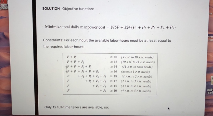 Solved Example B4* Scheduling Bank Tellers Co Mexico City | Chegg.com