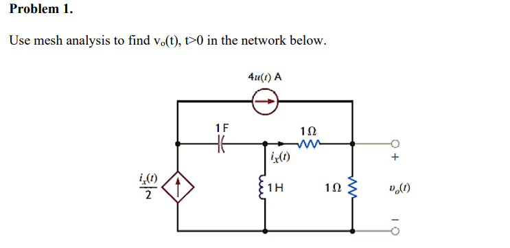 Solved Problem 1. Use mesh analysis to find vo(t), t>0 in | Chegg.com