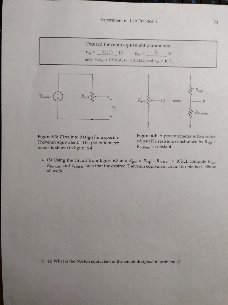 Solved Using the circuit from figure 6.3 and Rpot = Rtop + | Chegg.com