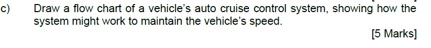 Solved c) Draw a flow chart of a vehicle's auto cruise | Chegg.com