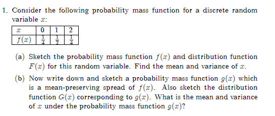 Solved Consider the following probability mass function for | Chegg.com