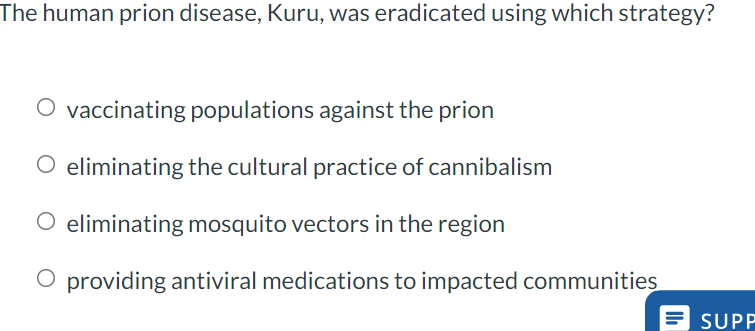 Solved The human prion disease, Kuru, was eradicated using | Chegg.com