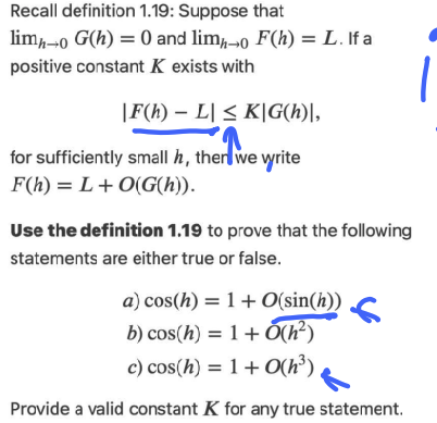 Solved Recall definition 1.19: Suppose that limh→0G(h)=0 and | Chegg.com