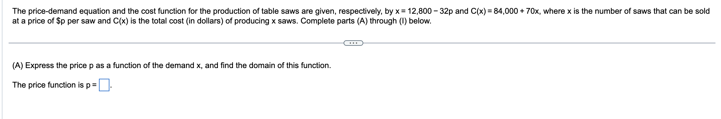 Solved The Price Demand Equation And The Cost Function For