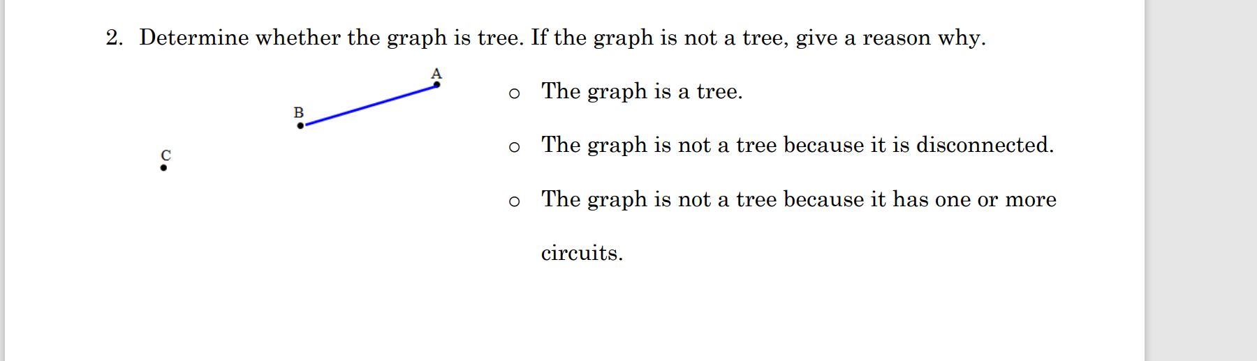 Solved 2. Determine whether the graph is tree. If the graph | Chegg.com