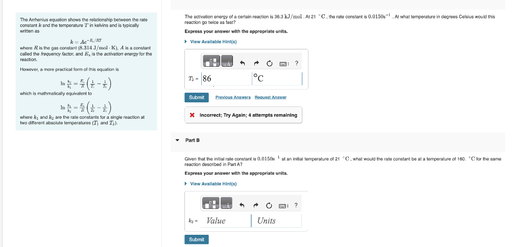 Solved The Arrhenius equation shows the relationship between | Chegg.com