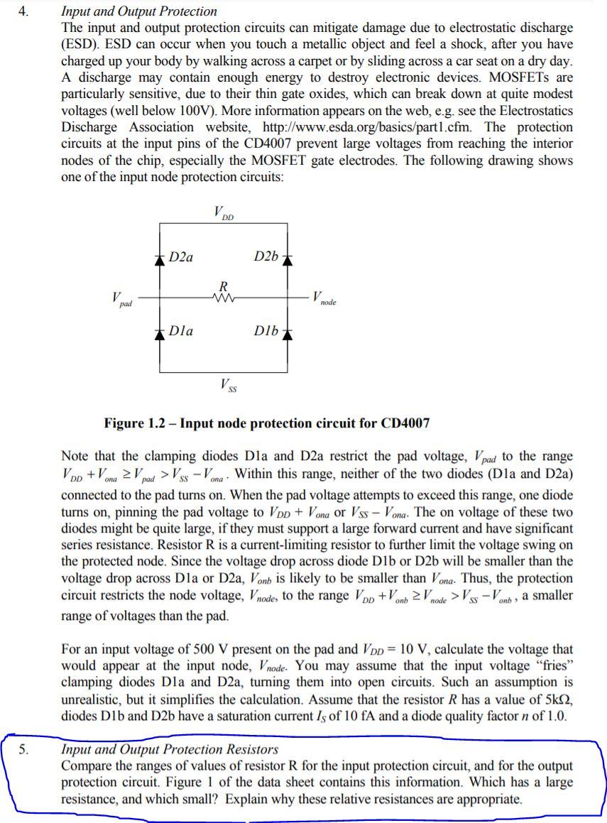 Solved 4. Input and Output Protection The input and output | Chegg.com