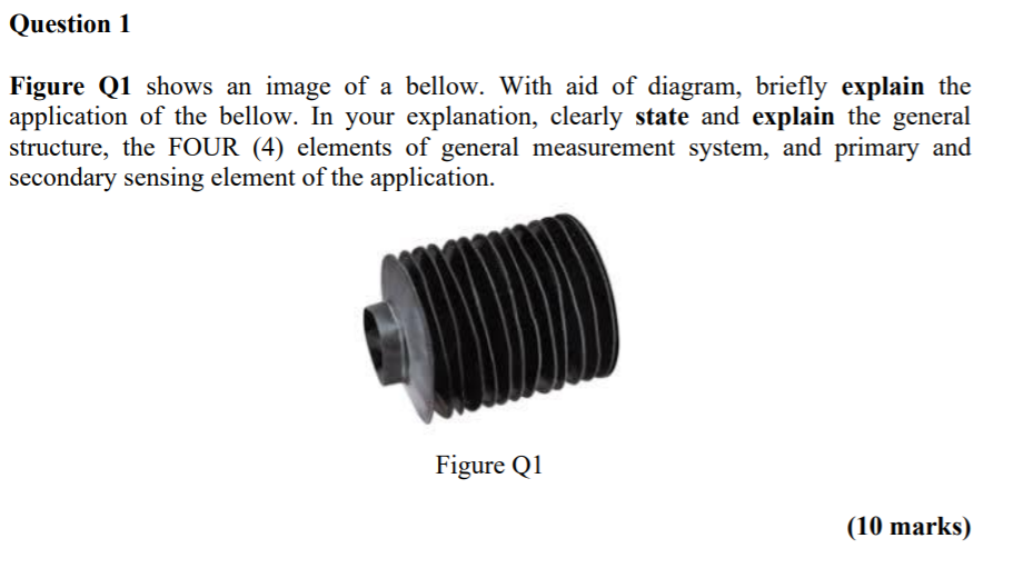Solved Question 1 Figure Q1 shows an image of a bellow. With | Chegg.com