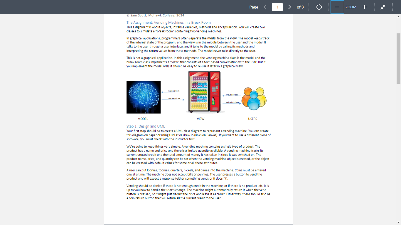 Solved The Assignment: Vending Machines in a Break RoomThis | Chegg.com