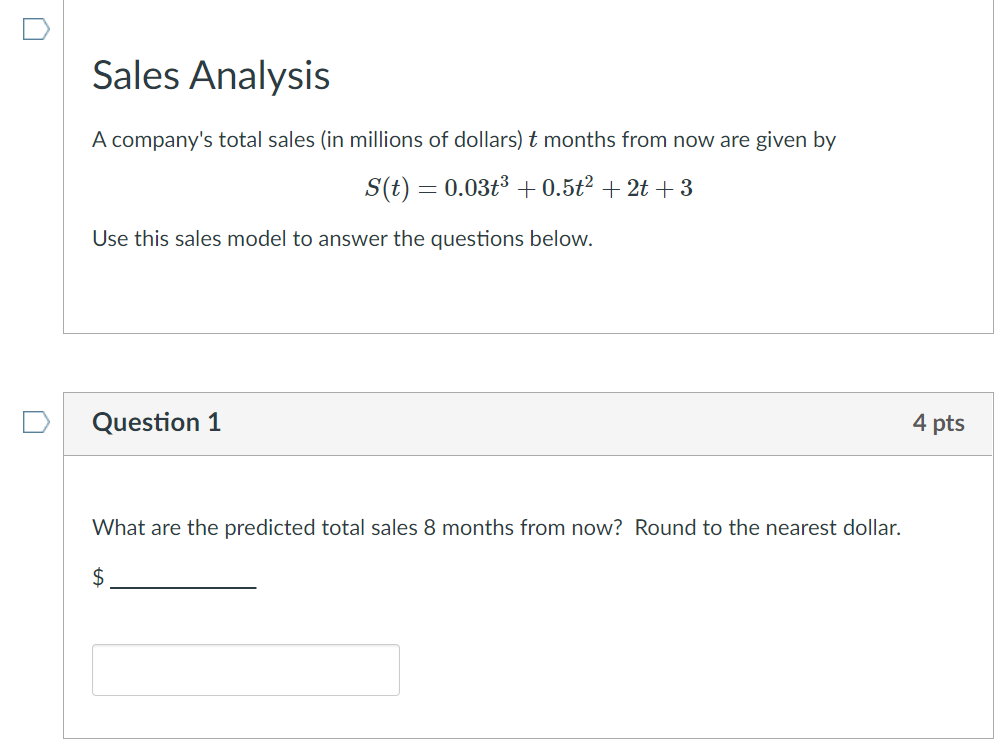 Solved Sales Analysis A company's total sales (in millions | Chegg.com