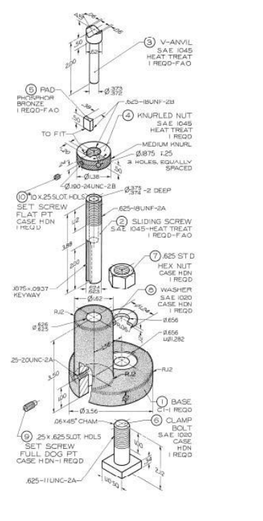Problem.1 a) Make 3‐D models of all the parts shown | Chegg.com