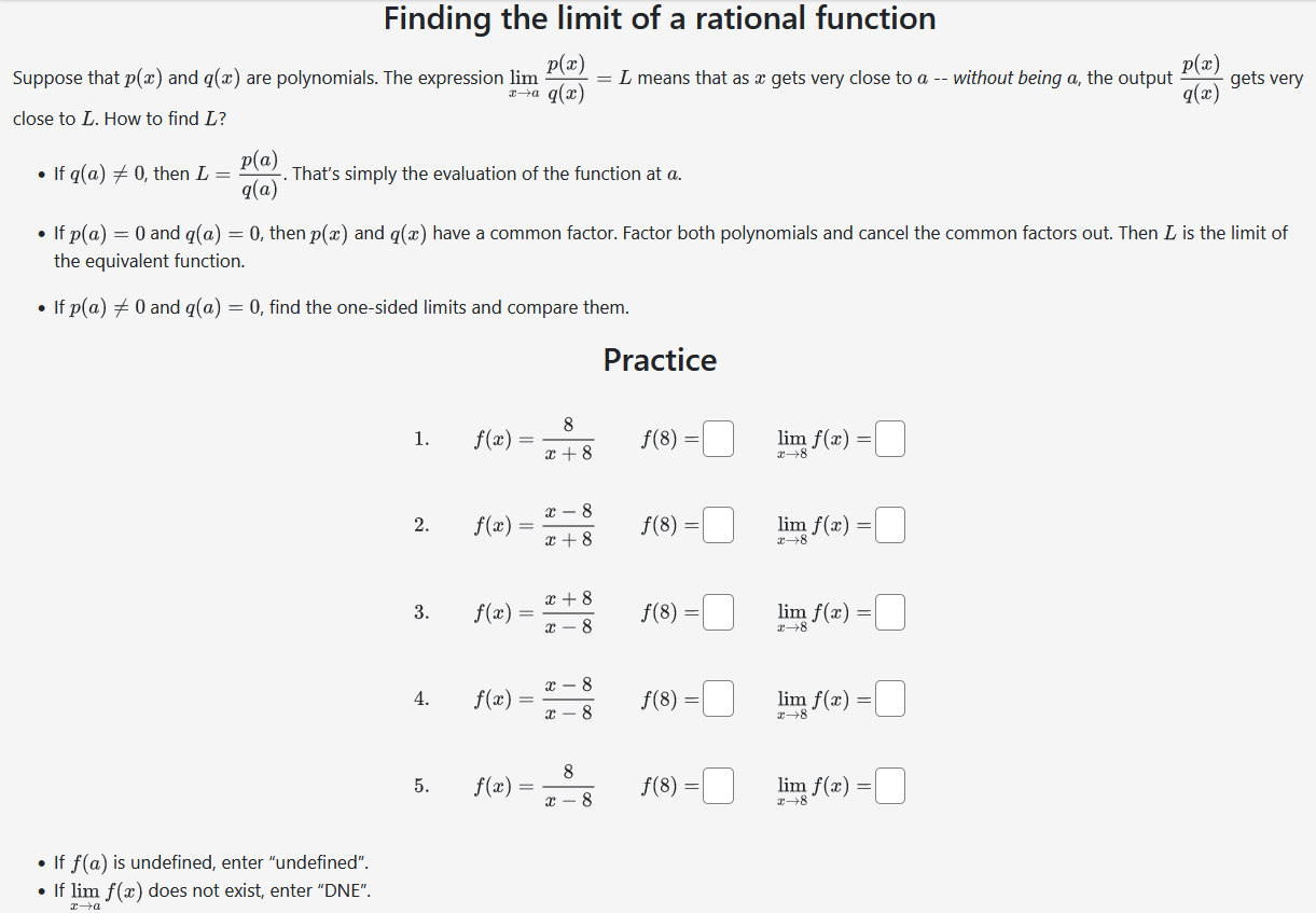 Solved Finding the limit of a rational function Suppose that | Chegg.com