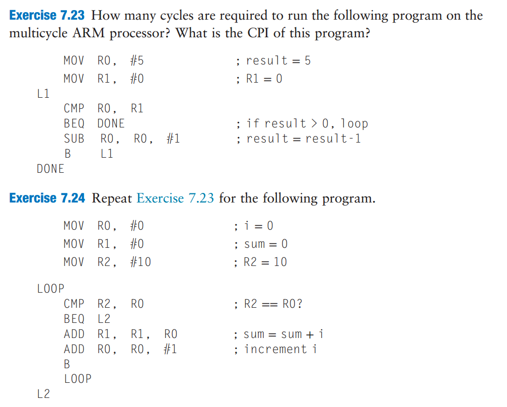 Solved Exercise 7.23 How many cycles are required to run the | Chegg.com