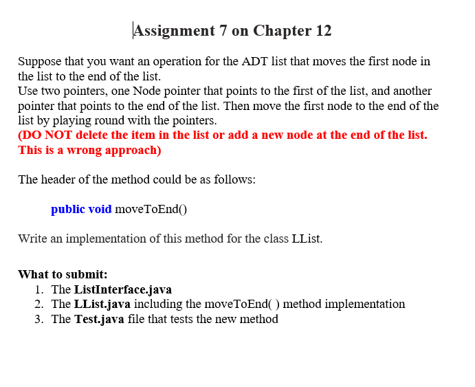 Suppose That You Want An Operation For The Adt List 