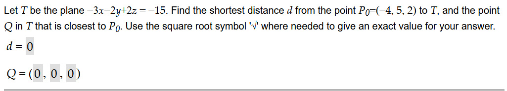 Solved find the shortest distance. | Chegg.com