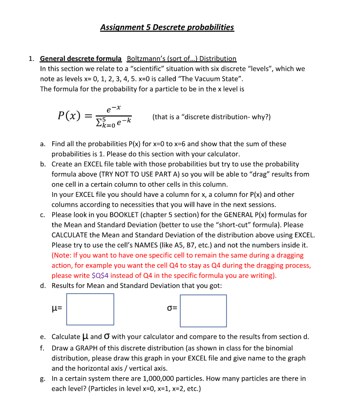 Solved Assignment 5 ﻿Descrete probabilitiesGeneral descrete | Chegg.com
