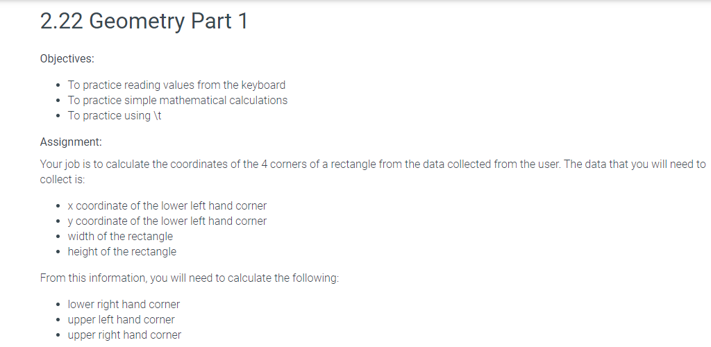Solved 2.22 Geometry Part 1 Objectives: • To practice | Chegg.com