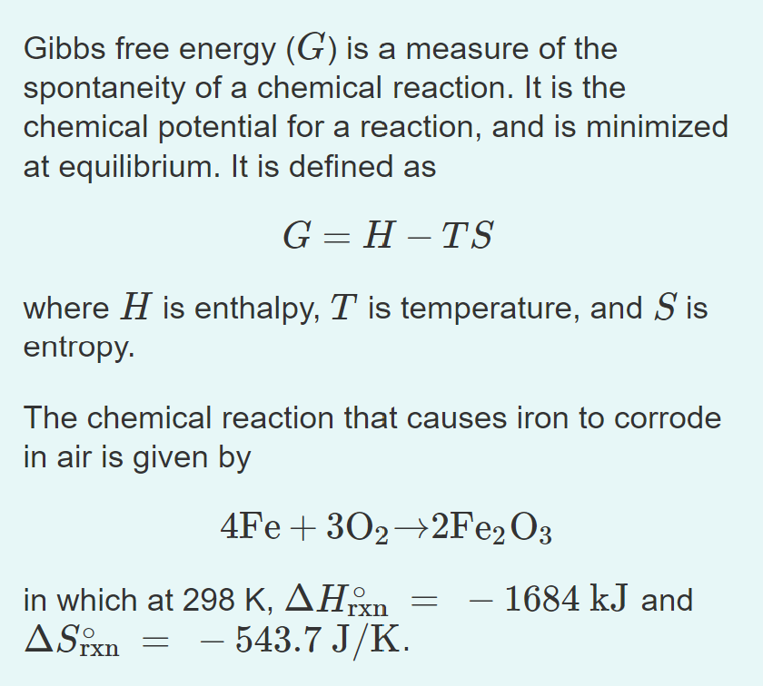 Solved Gibbs free energy (G) is a measure of the spontaneity | Chegg.com