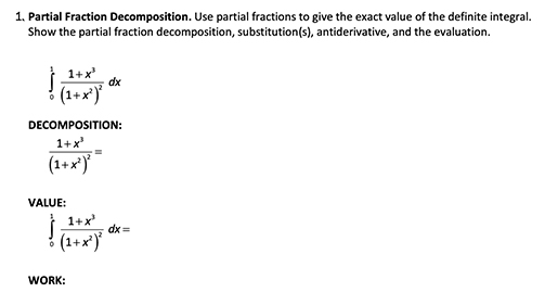 Solved 1. Partial Fraction Decomposition. Use partial | Chegg.com