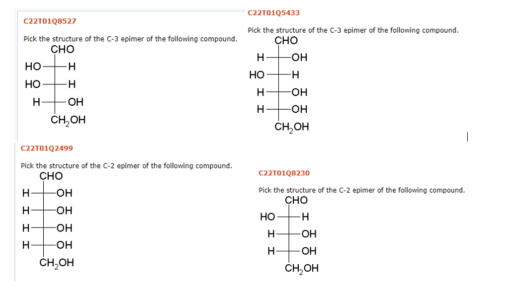 Solved c22To1Q5433 c22To1Q8527 Pick the structure of the C-3 | Chegg.com