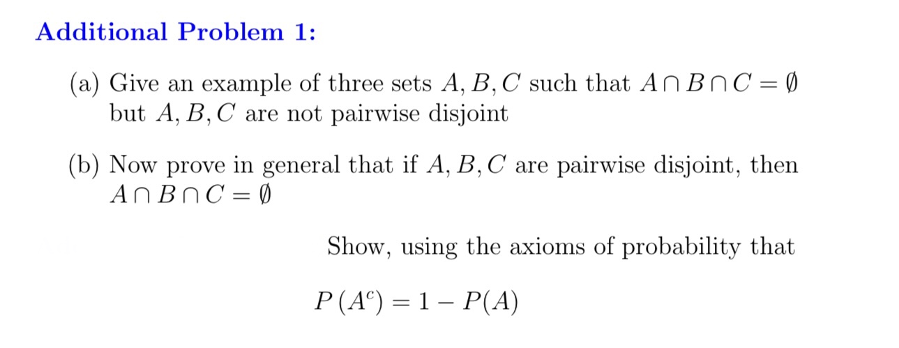 Solved Additional Problem 1: (a) Give an example of three | Chegg.com