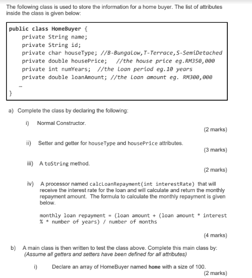 Solved The following class is used to store the information | Chegg.com