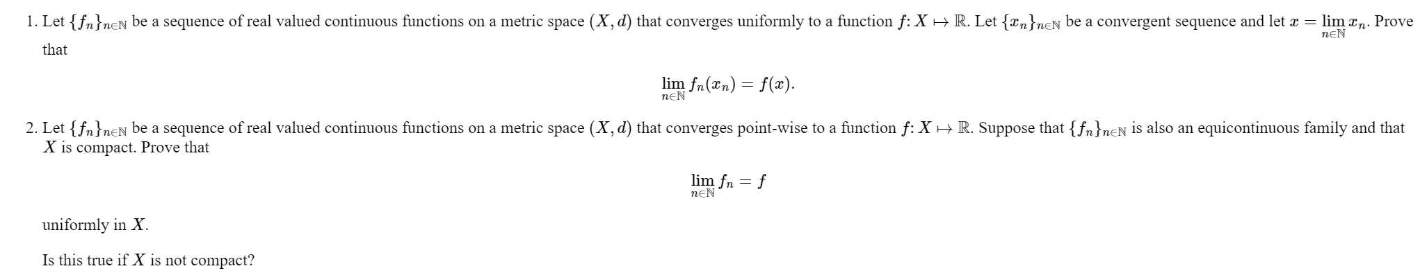 Solved 1. Let {fn}nen be a sequence of real valued | Chegg.com