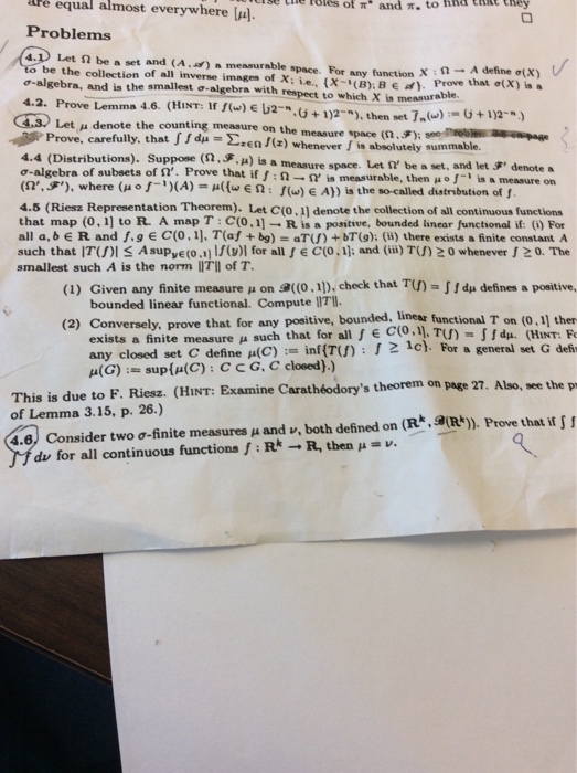 Solved Let Ohm be a set and (A, ) a measurable space. For | Chegg.com