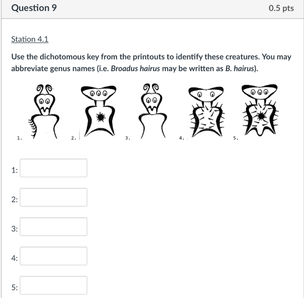 Solved 1. a. The creature has a large wide head. go to 2 b. | Chegg.com