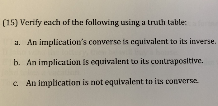 Solved (15) Verify each of the following using a truth | Chegg.com