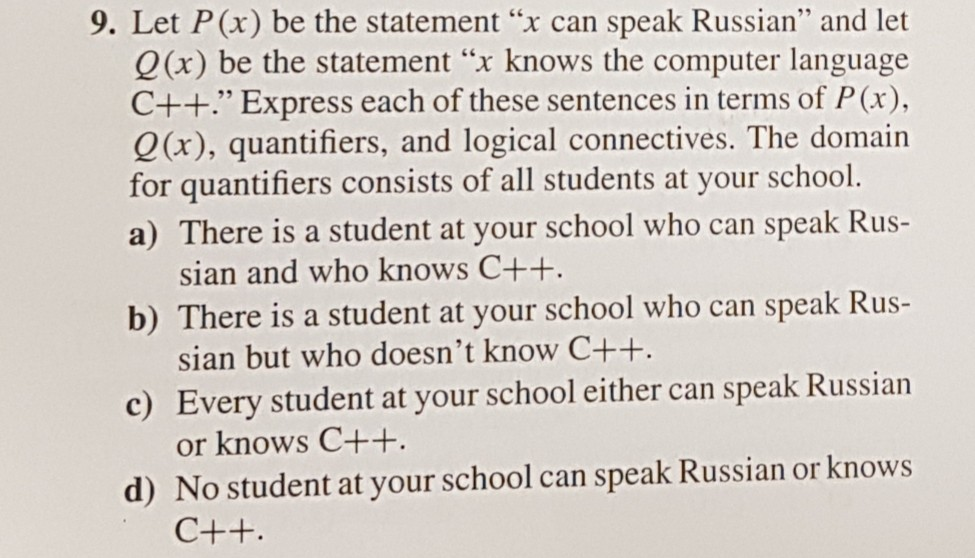 Solved 7 Translate These Statements Into English Where C 0466