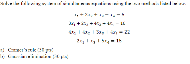 Solved Solve the following system of simultaneous equations | Chegg.com
