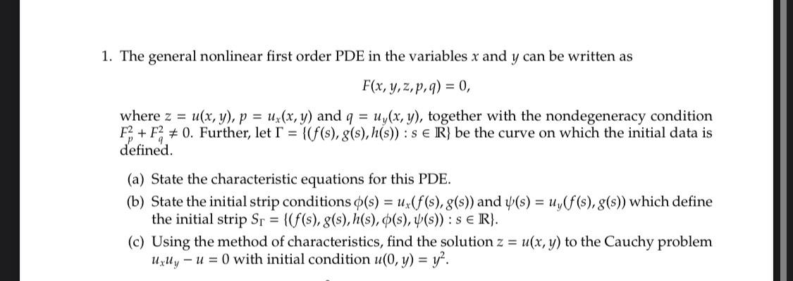 Solved 1. The general nonlinear first order PDE in the | Chegg.com