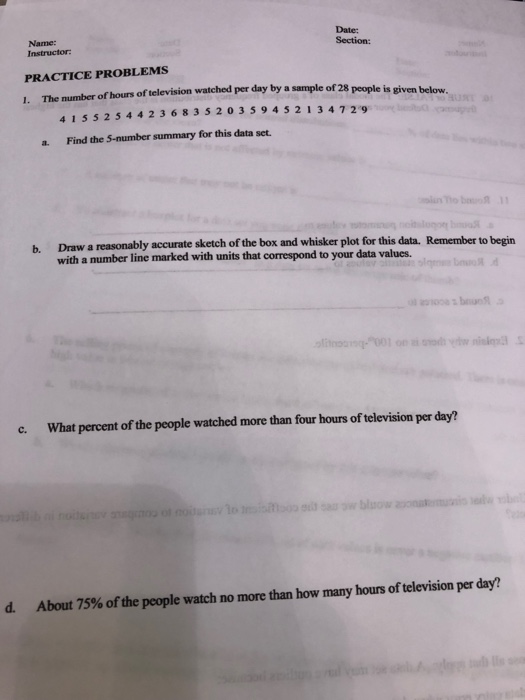 Solved Date: Section: Name: Instructor PRACTICE PROBLEMS The | Chegg.com