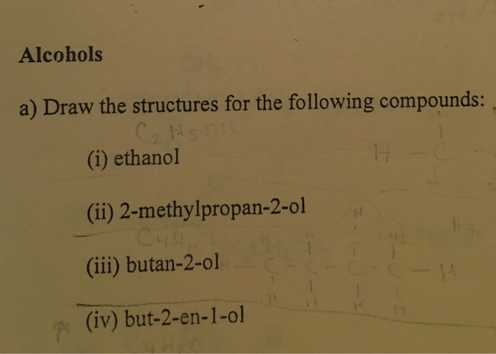 Solved Alcohols a) Draw the structures for the following | Chegg.com