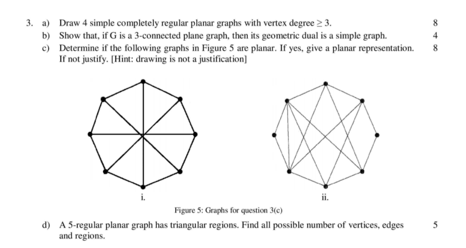 Solved 8 4 3. a) Draw 4 simple completely regular planar | Chegg.com