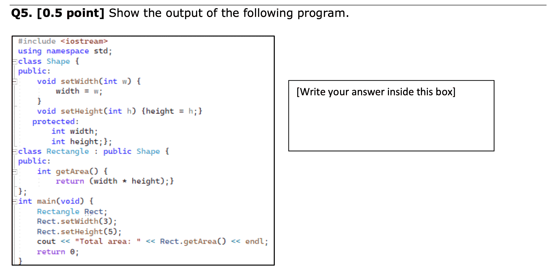 Solved Q5. [0.5 point] Show the output of the following | Chegg.com