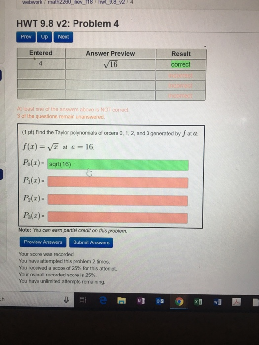 Solved webwork / math2260 iliev 18 hwt 9.8 v2/4 HWT 9.8 v2: | Chegg.com