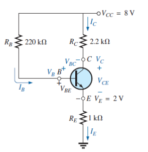 Solved In the following transistor circuit VBE=0.7 V, VE=2V | Chegg.com