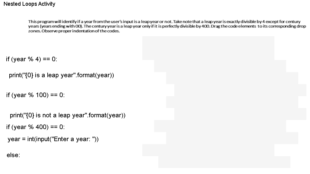 Solved Nested Loops Activity This program will identify if a | Chegg.com