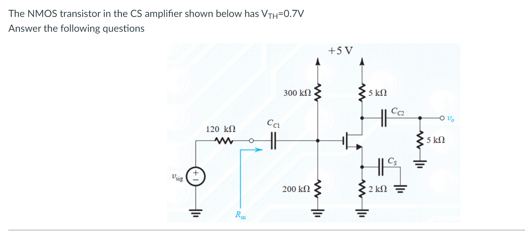 Solved The NMOS transistor in the CS amplifier shown below | Chegg.com