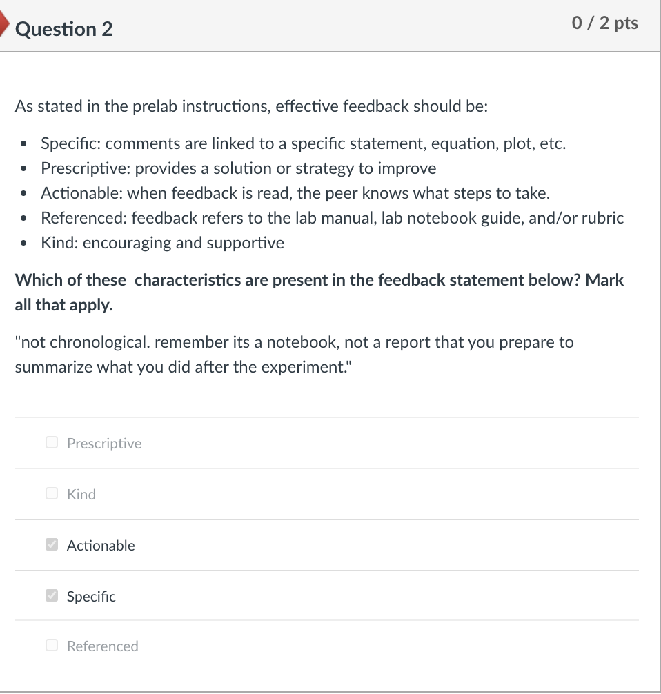 Solved Question 2 0/2 pts As stated in the prelab | Chegg.com