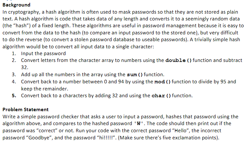 Solved Background In cryptography, a hash algorithm is often | Chegg.com