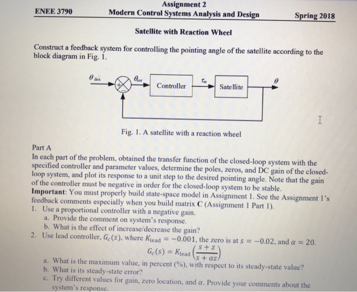 Solved Assignment 2 Modern Control Systems Analysis and | Chegg.com