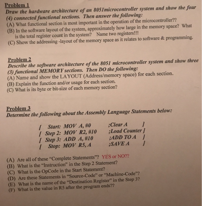 Solved Problem Draw the hardware architecture of an 805 | Chegg.com