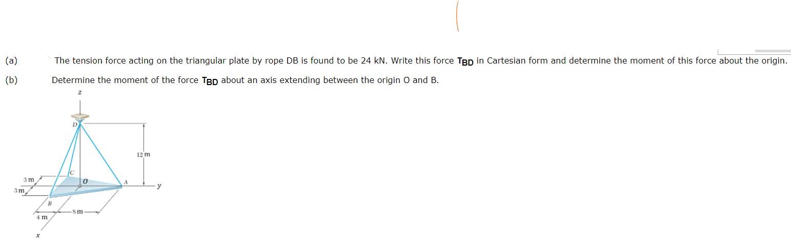 Solved (a) The tension force acting on the triangular plate | Chegg.com